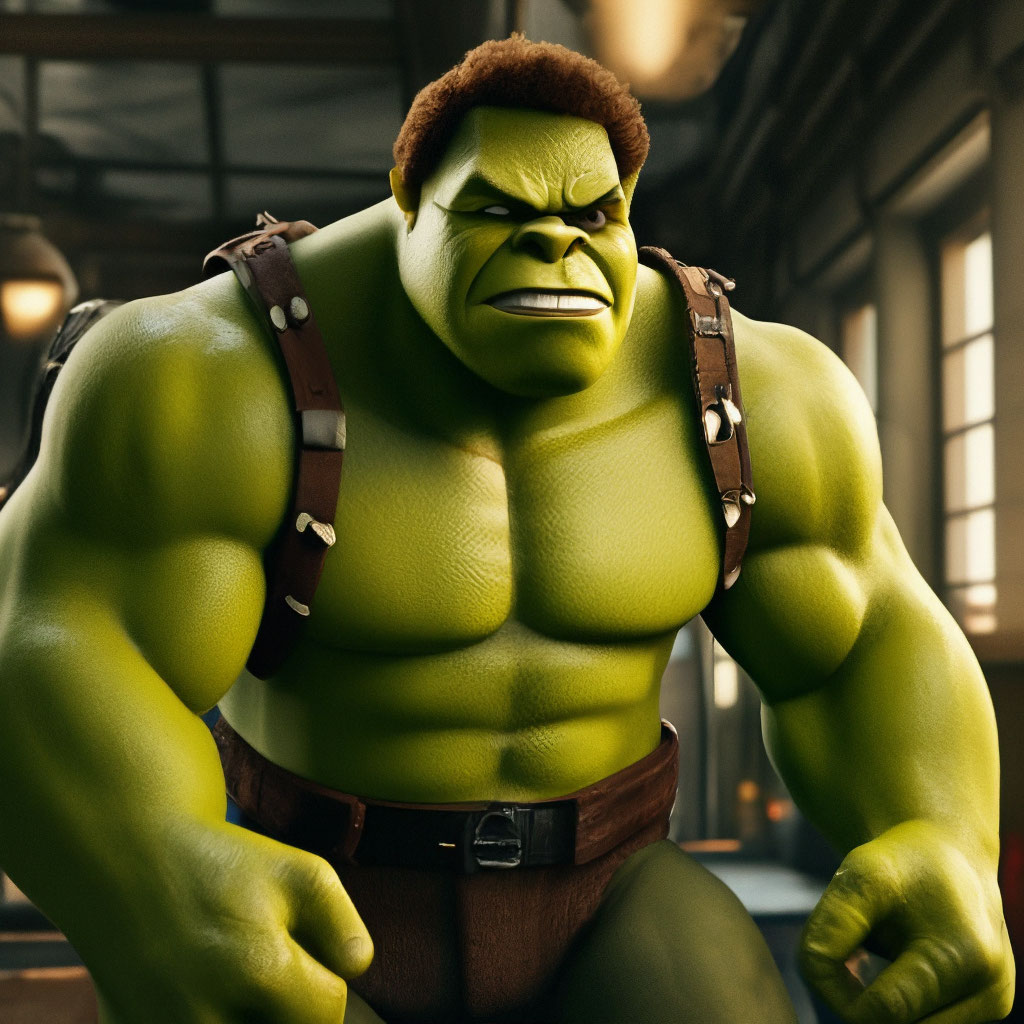 "Shrek the hulk" — image created in Shedevrum