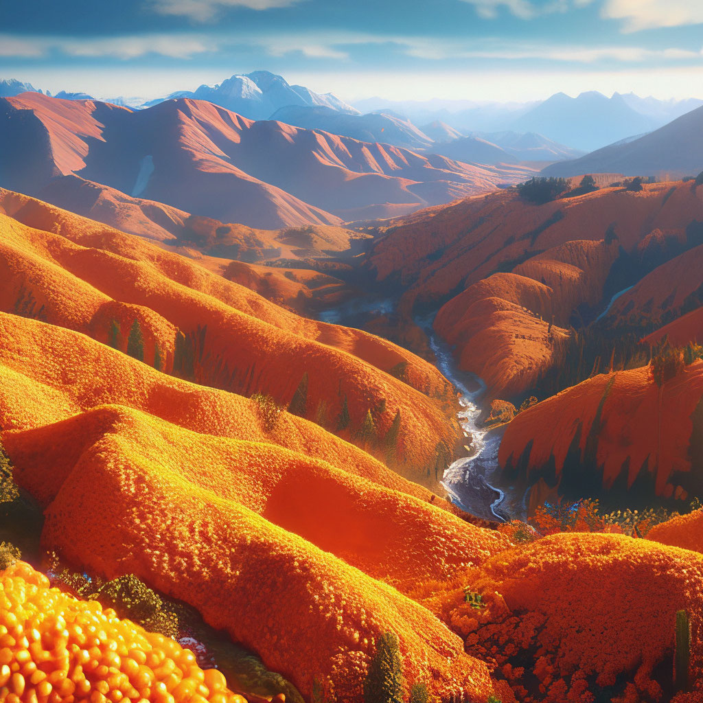 "Tangerine mountains, 4k, high resolution, beautiful, high detail ...