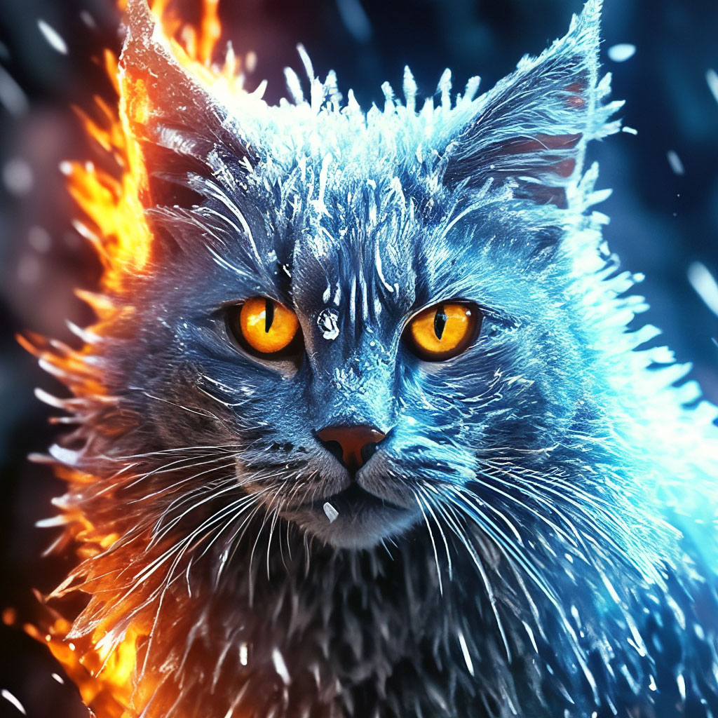 "Cat,icy eyes, sparkling with flames, realistic,beautiful,realistic of ...