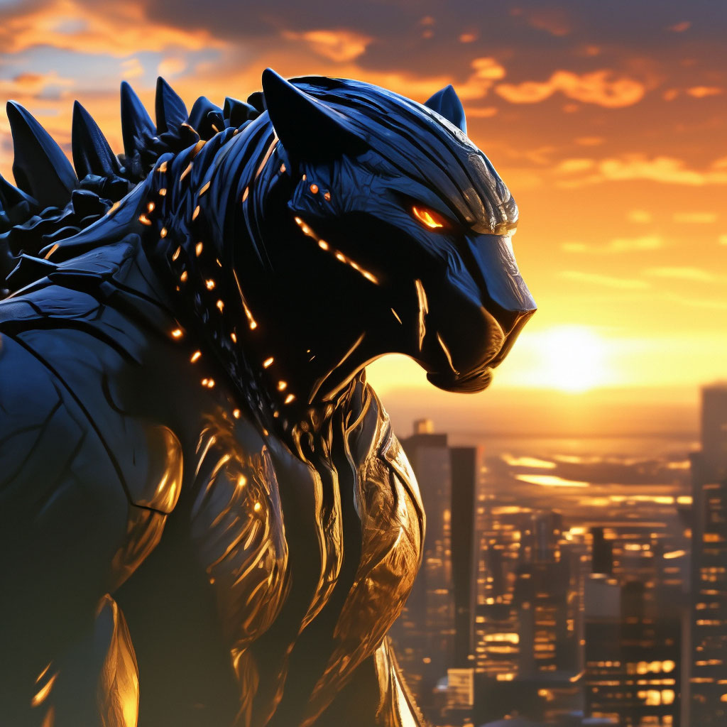 "😂 Godzilla the Black Panther" — image created in Shedevrum