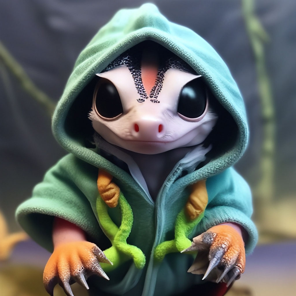 "Beautiful cute demonic gecko pupa …" — image created in Shedevrum