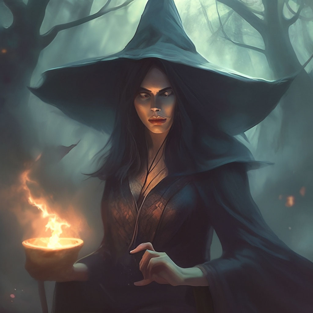 "A witch is an insidious creature" — image created in Shedevrum