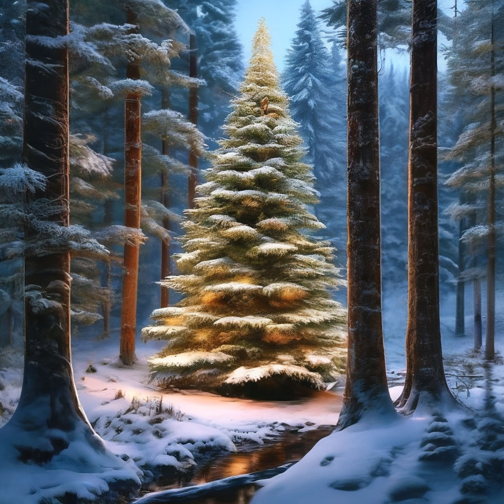 "Illustration. Hyperdetalization, hyperrealism. Christmas tree in the ...