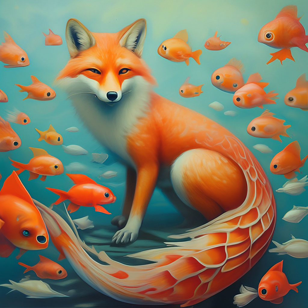 "Fish, fox." — image created in Shedevrum
