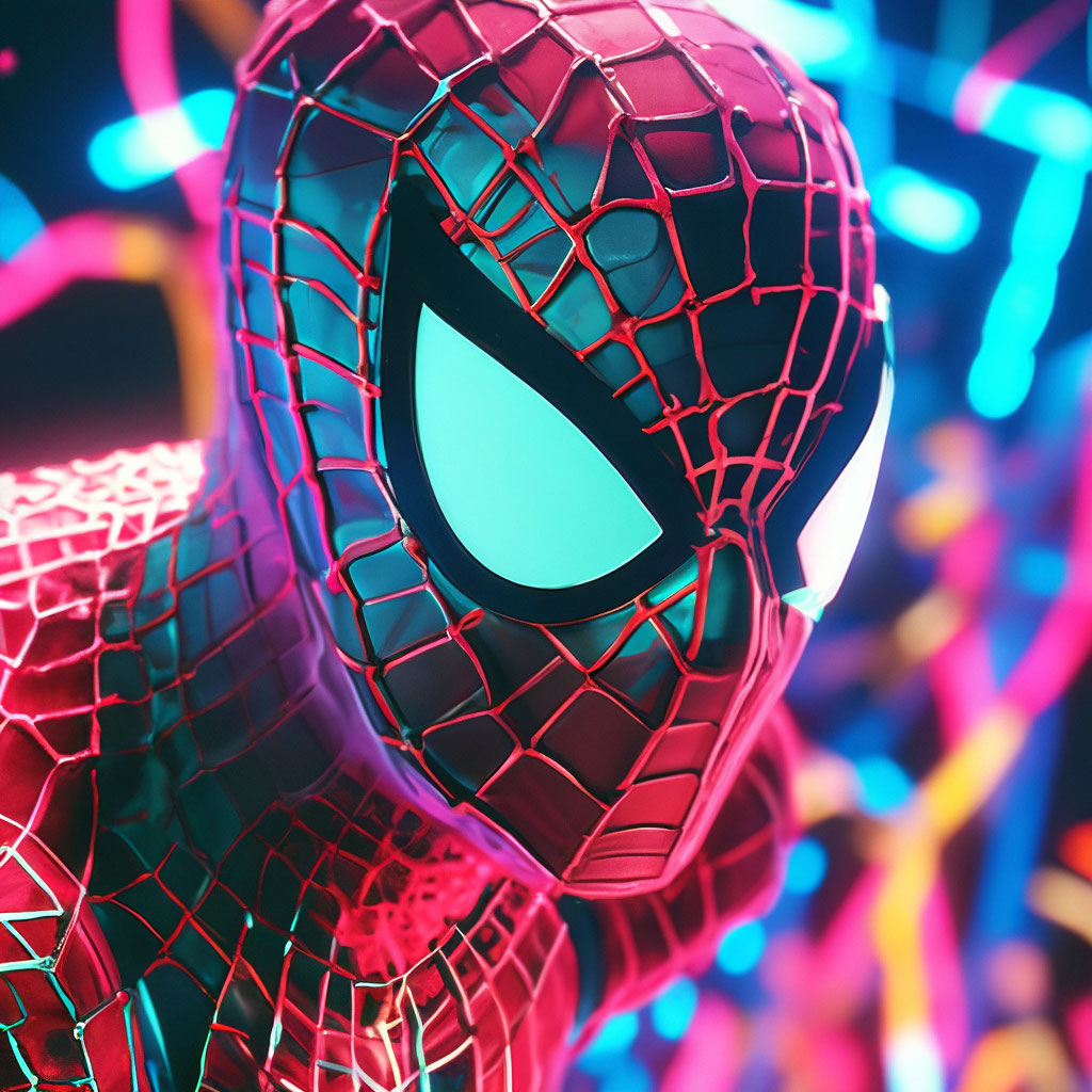 "Detailed,made of spider-man logo neon threads, 4k, realistic, high ...
