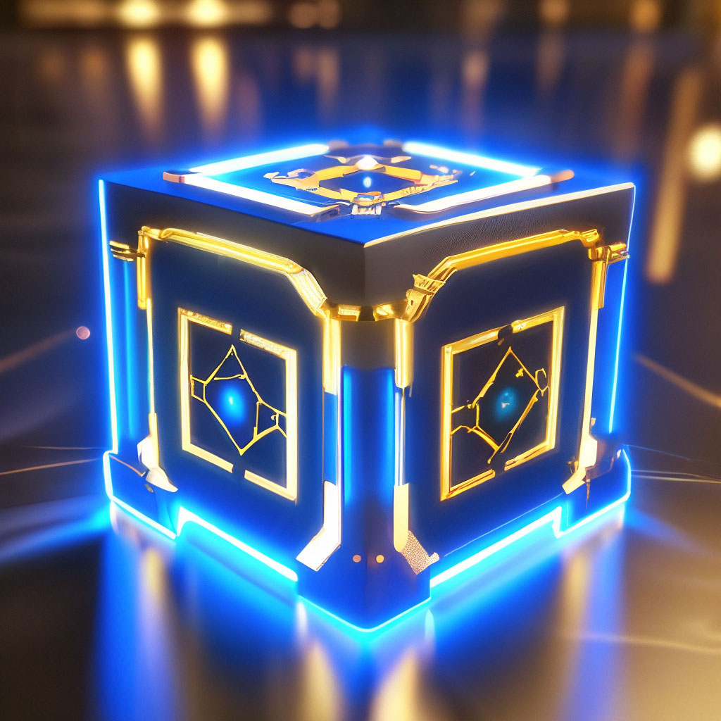 "The Jedi holocron is a blue glowing cube with a golden outline in the ...