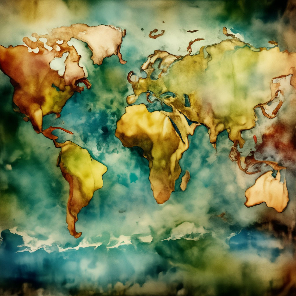 "Vintage map, blurred watercolor" — image created in Shedevrum