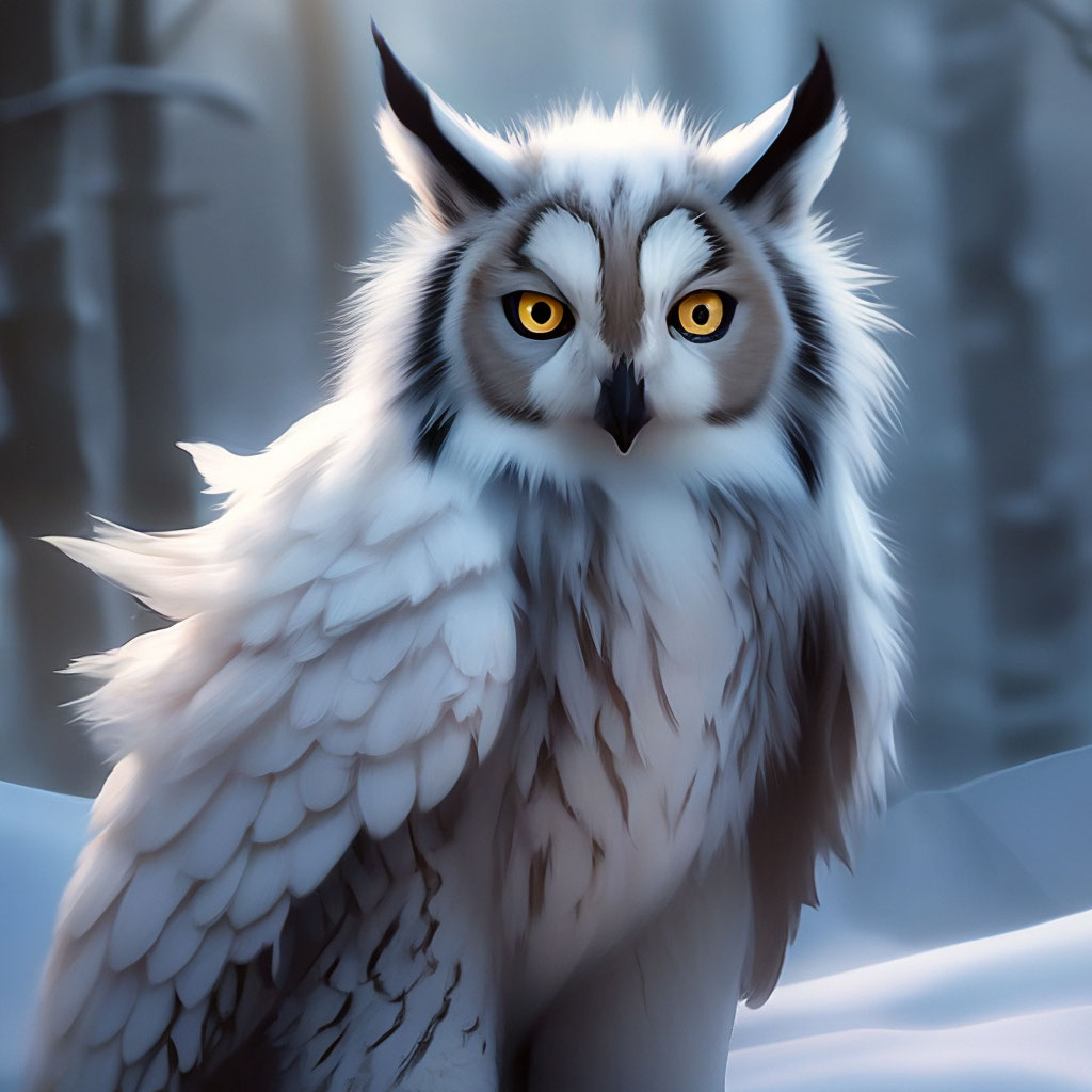 "Hyperrealization. a full - length hybrid of an owl and a lynx cub ...
