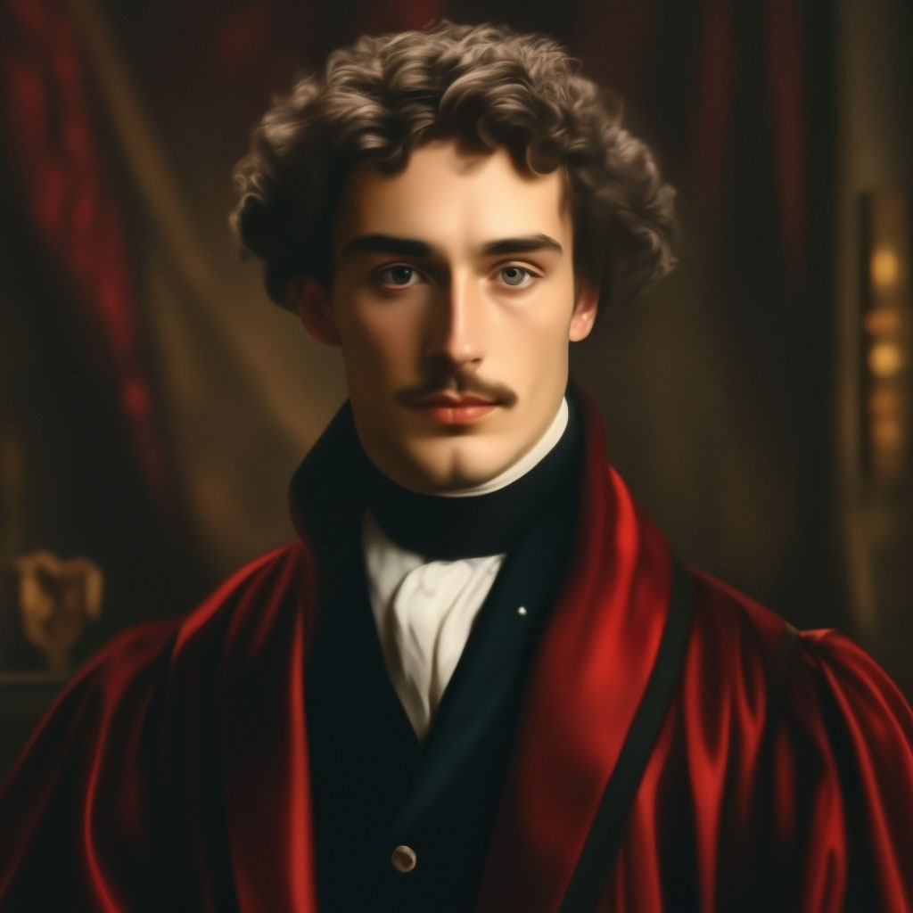 "Portrait of an English lord, pallor, languid look, realistic, antique ...