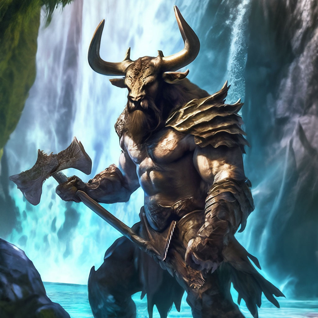 "The Elder Scrolls 5 A minotaur with a hammer and large horns in full ...