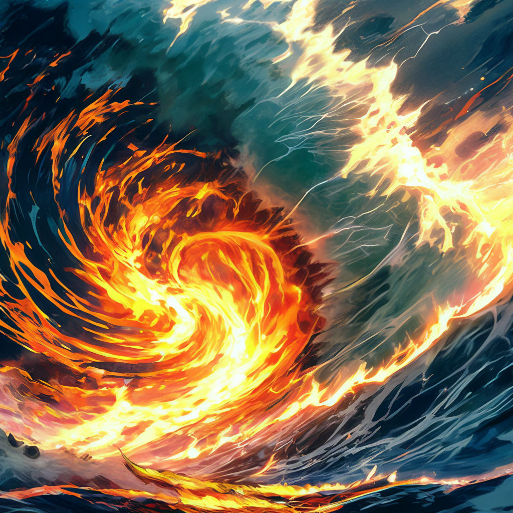 "Illustration of fire,flame of wind hurricane storm, waves illustration ...