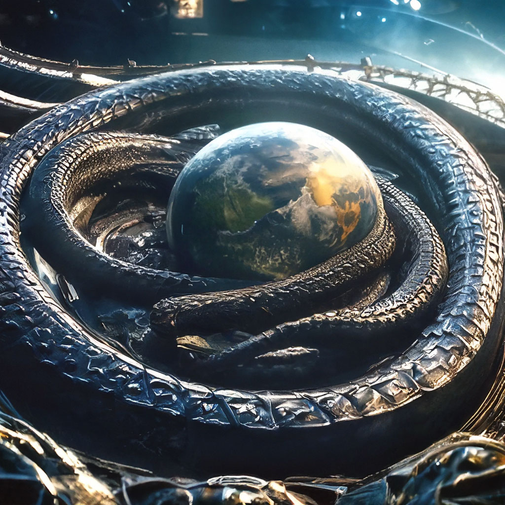 "Intergalactic Epic leviathan wraps around the planet earth, Milky Way ...