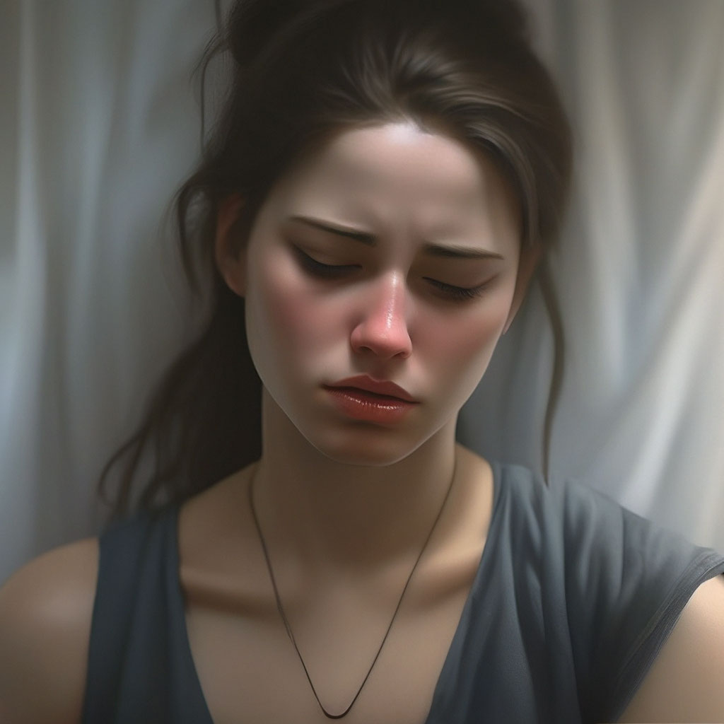 "Sadness and pain, realism, high quality. realistic" — image created in ...