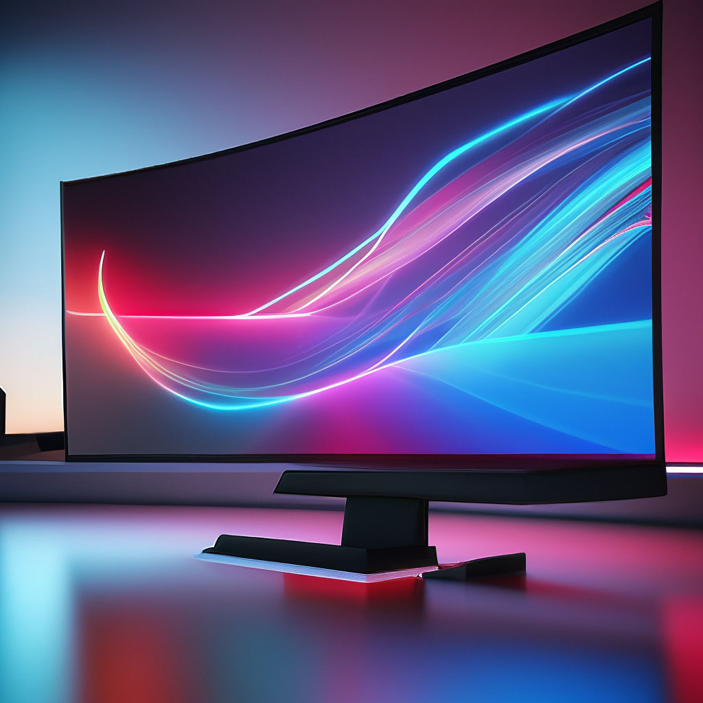 "144 Hertz monitor, stylish and strict design" — image created in Shedevrum