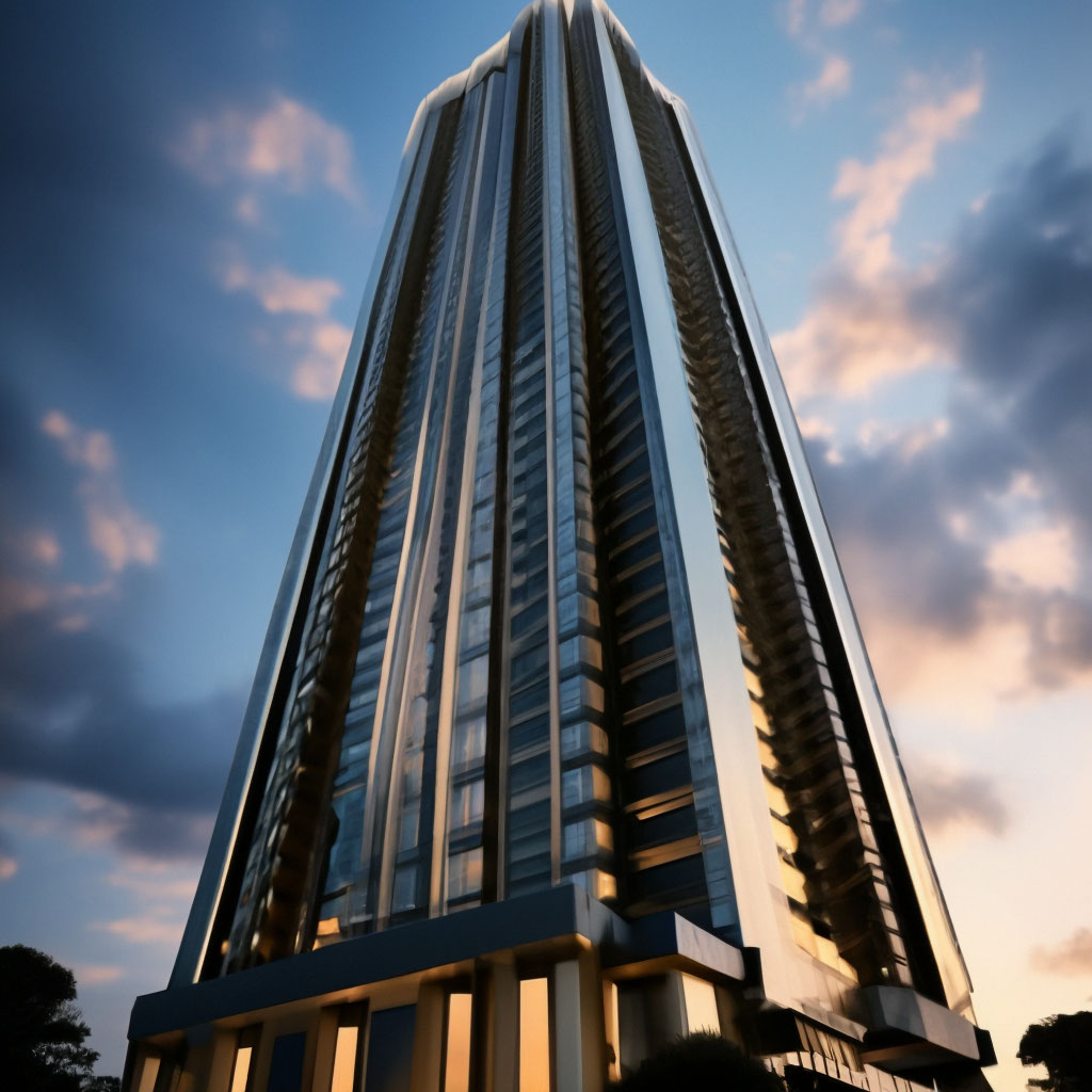 "Beautiful 100-storey building" — image created in Shedevrum
