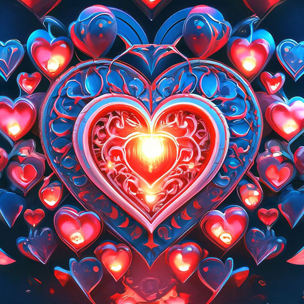 "Greeting card vector, Valentine's Day, detailed, hearts, 4k, uplight ...