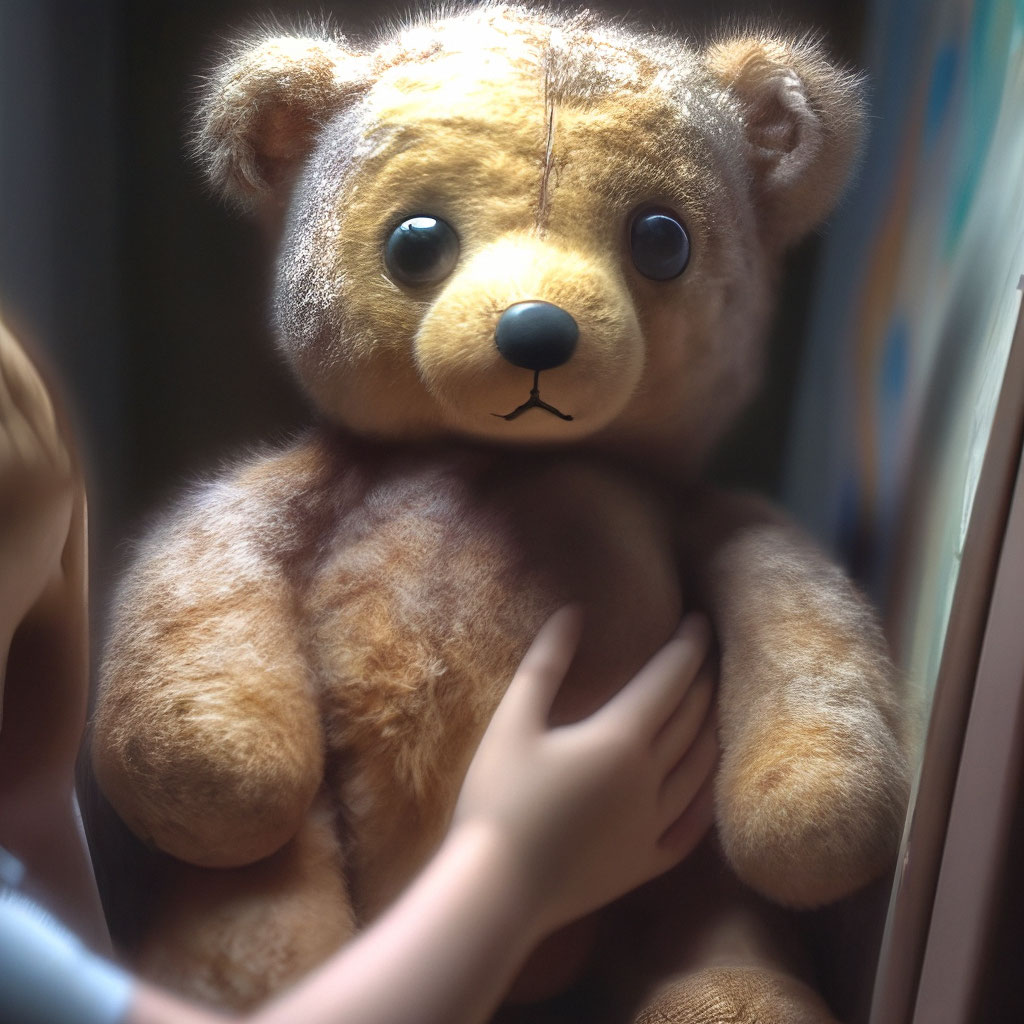 "Hungry eyes dangerous teddy scary bear from the other world in the ...