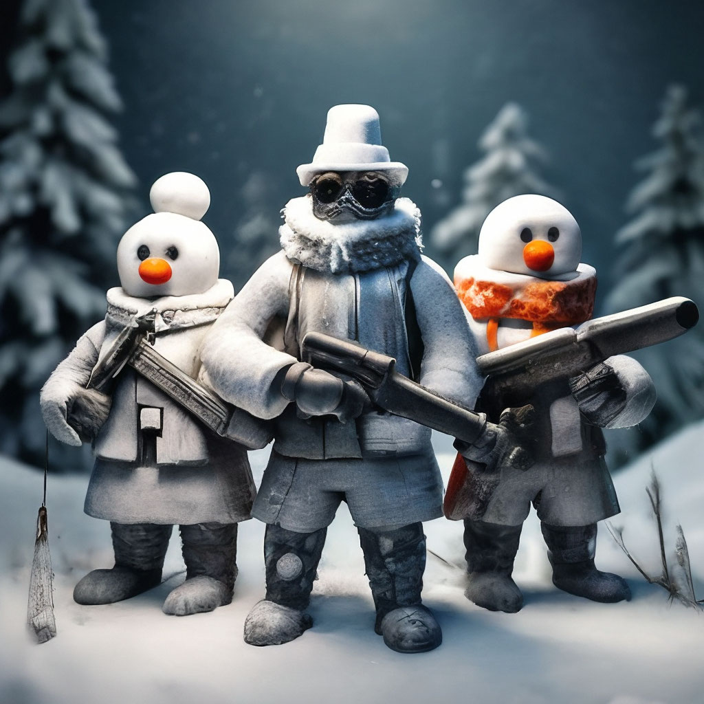 "Triple portrait. WANTED. They are armed and very dangerous! [1 snowman ...