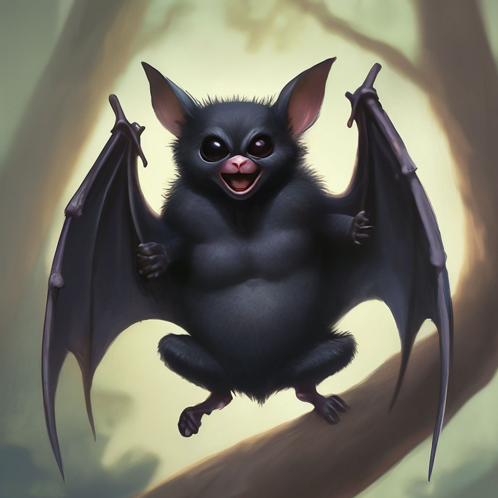 "A rare grumpy person a black bat with…" — image created in Shedevrum
