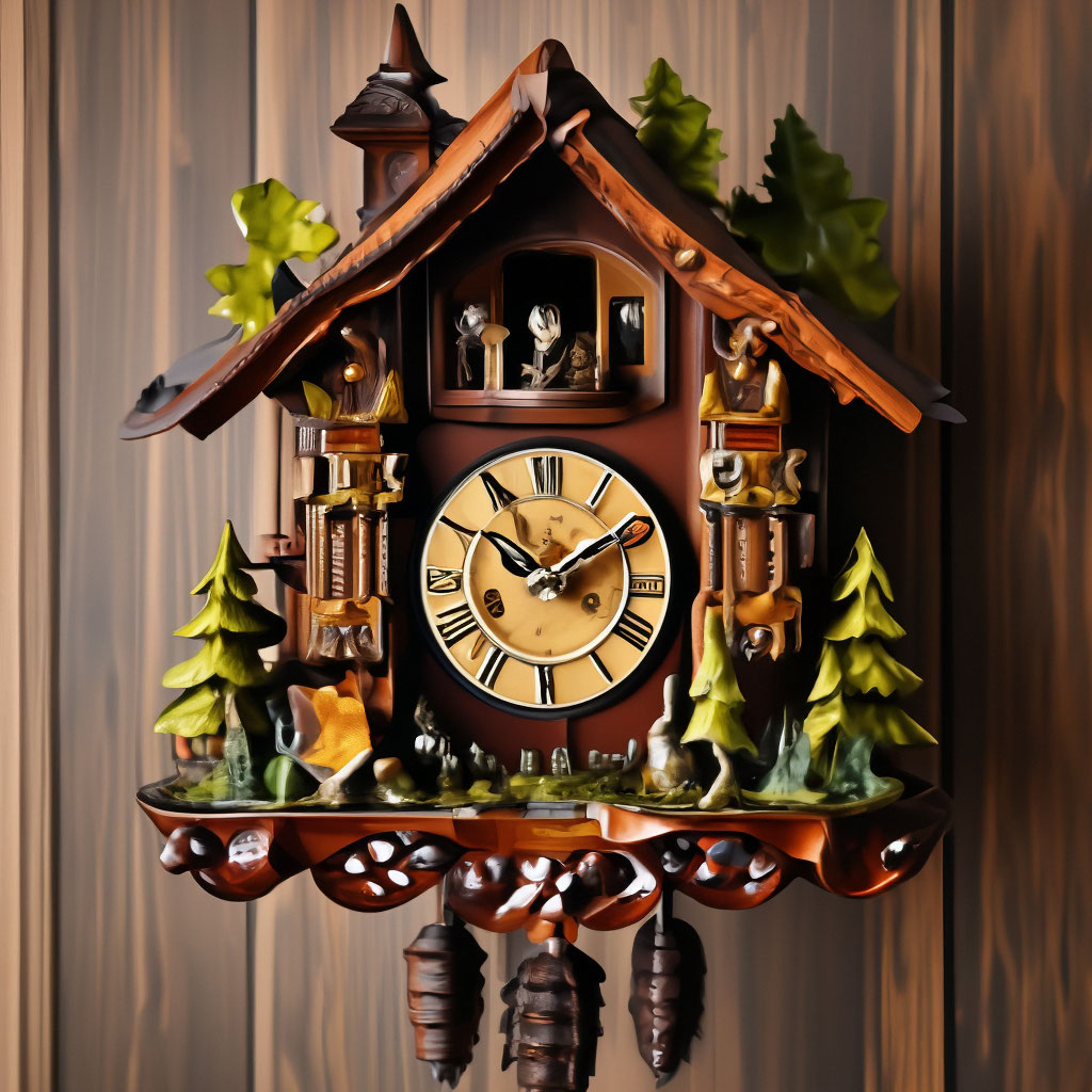 "Wall clock cuckoo house the cuckoo comes out" — image created in Shedevrum