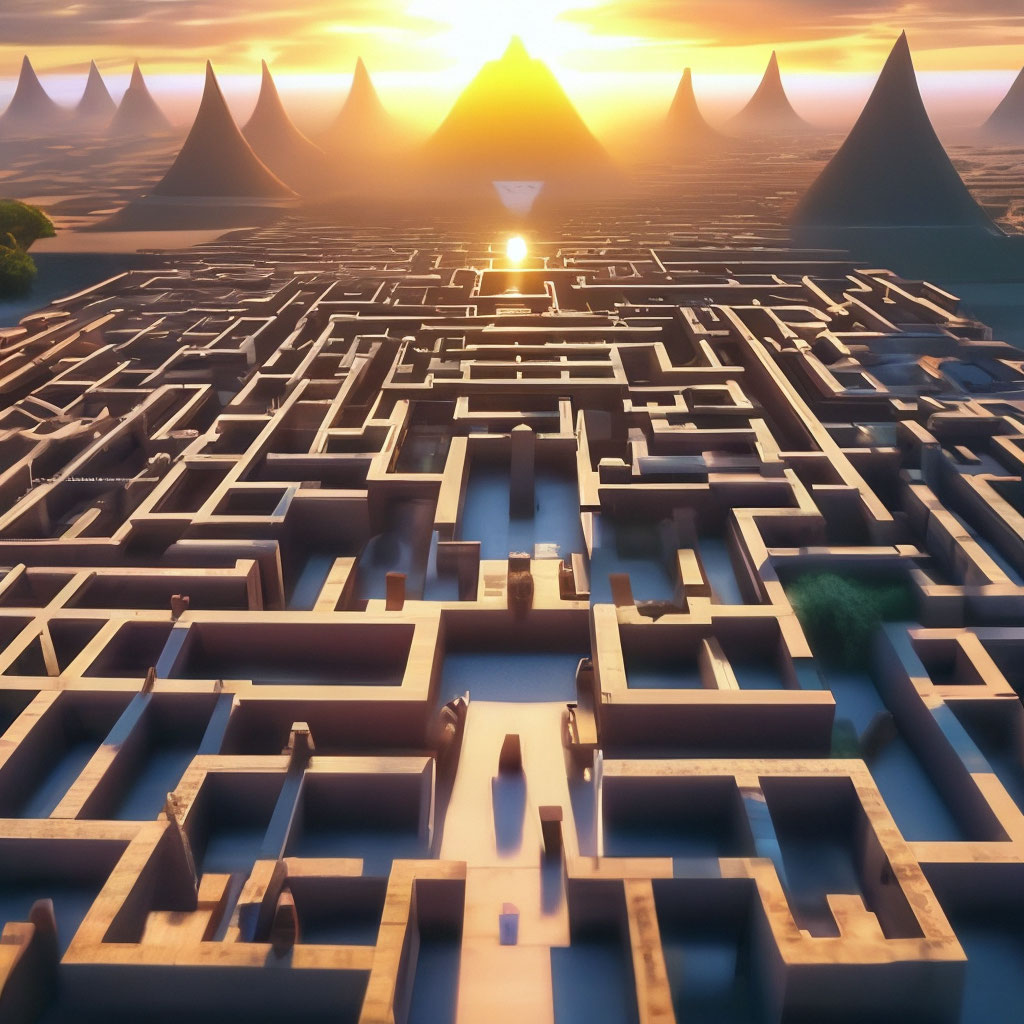 "The matrix is a maze... the whole planet is a maze, top view, endless ...