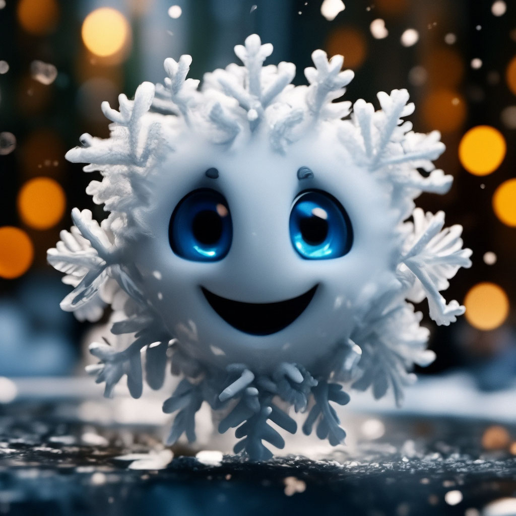 "Cute happy snowflake with big storm eyes, aesthetically pleasing ...