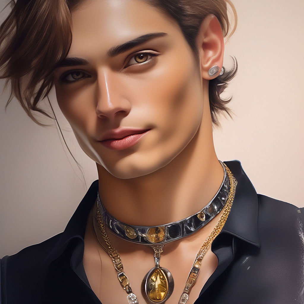 "Watercolor,pencil,aesthetics of drawing,man, chestnut hair,expressive ...