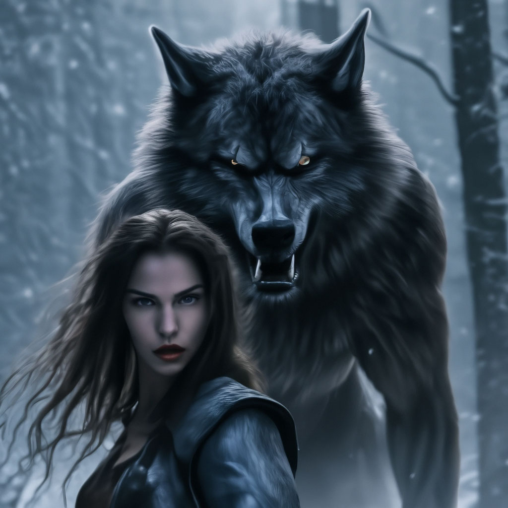 "A werewolf man protects a beautiful woman from hunters, big and ...