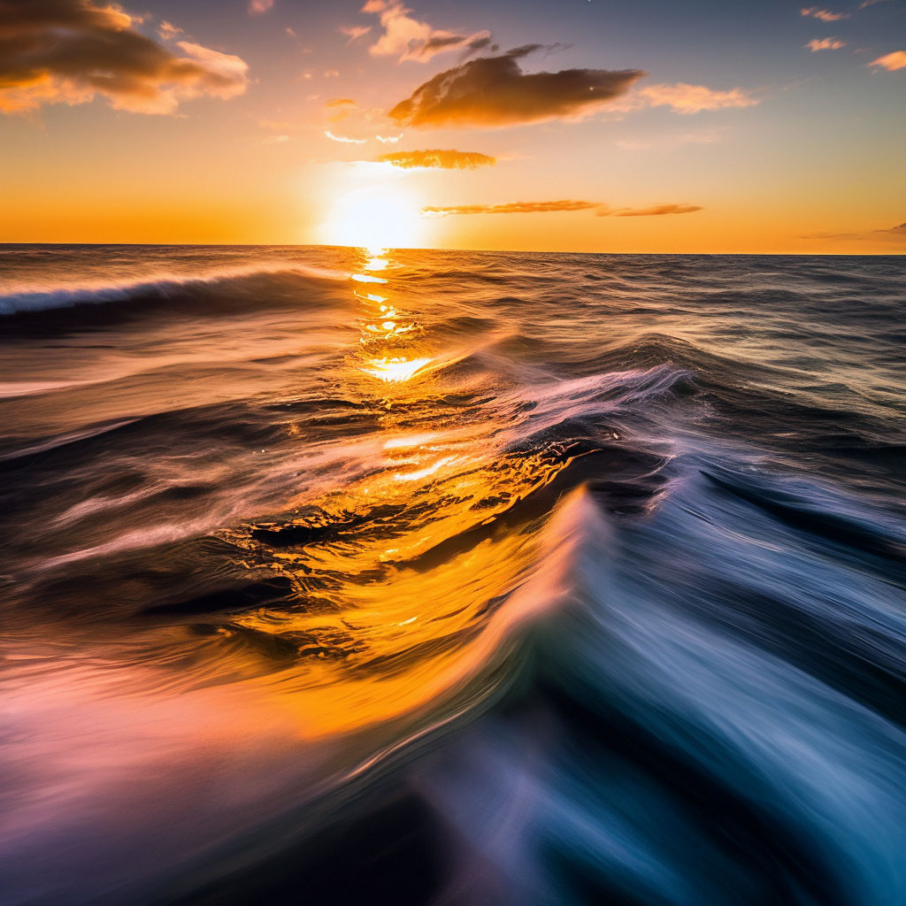 "Aesthetically pleasing, sunset on the sea, beautiful, realistic, ISO ...