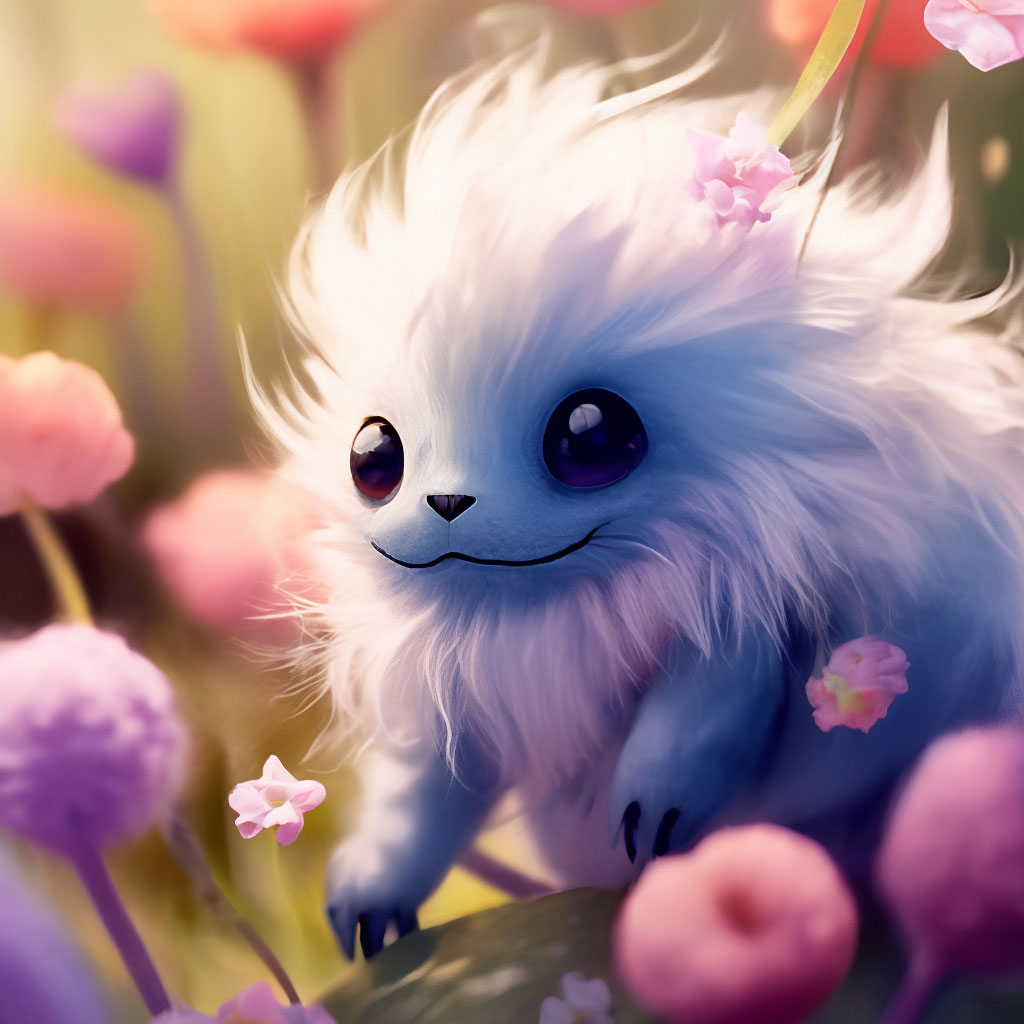 "Scandi tiny fluffy cotton yeti Japanese cute in the style of children ...