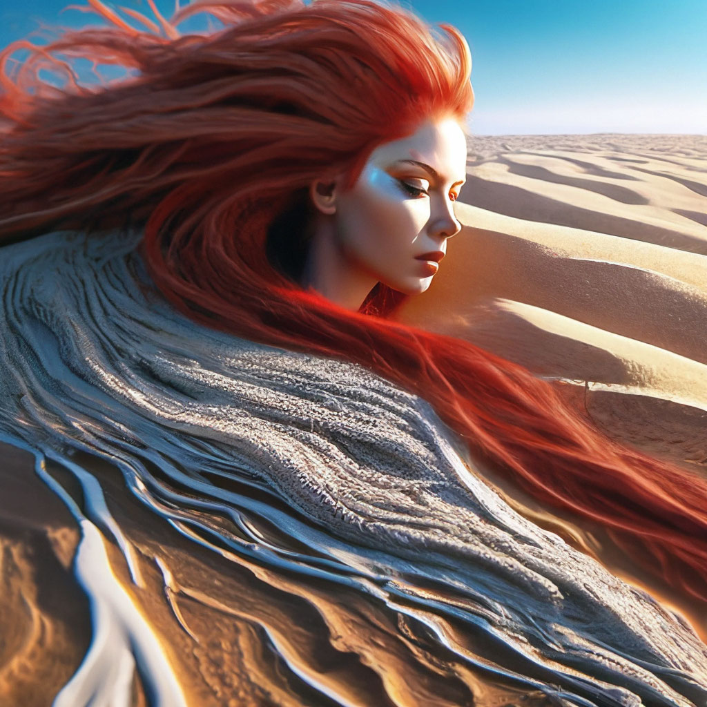 "Graceful queen of sand hairs up stands the surface of the planet ...