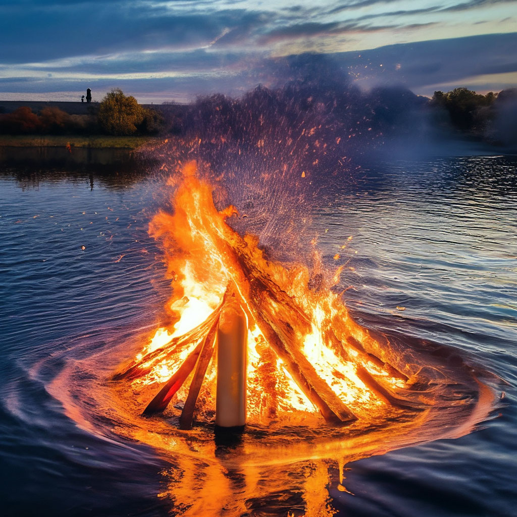 "A bonfire of water" — image created in Shedevrum