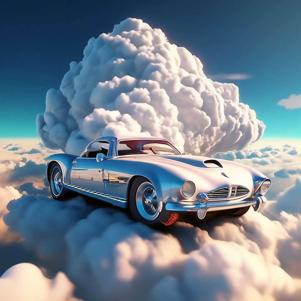 "Cloud car, hyperdetalization, 64k" — image created in Shedevrum
