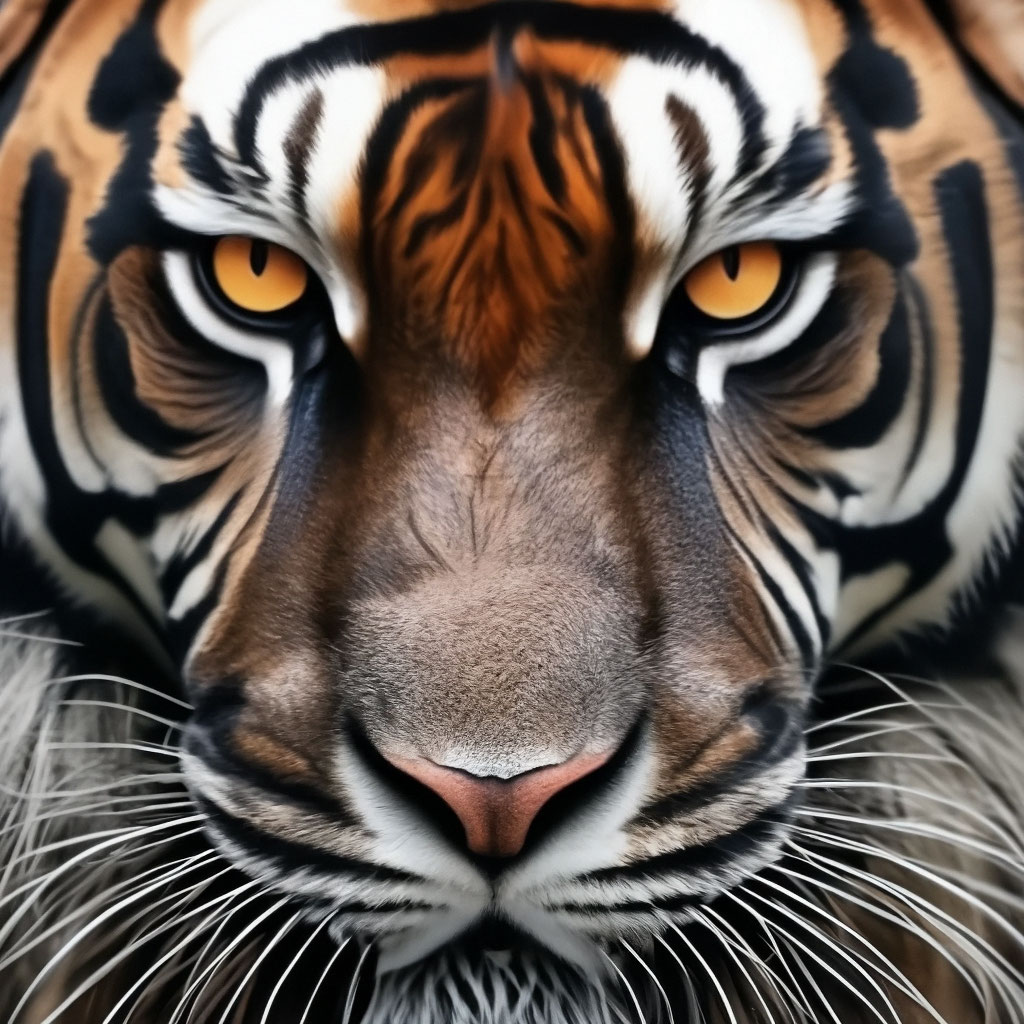 "Tiger fractal in horror style, hand-made, in the eyes of a ...