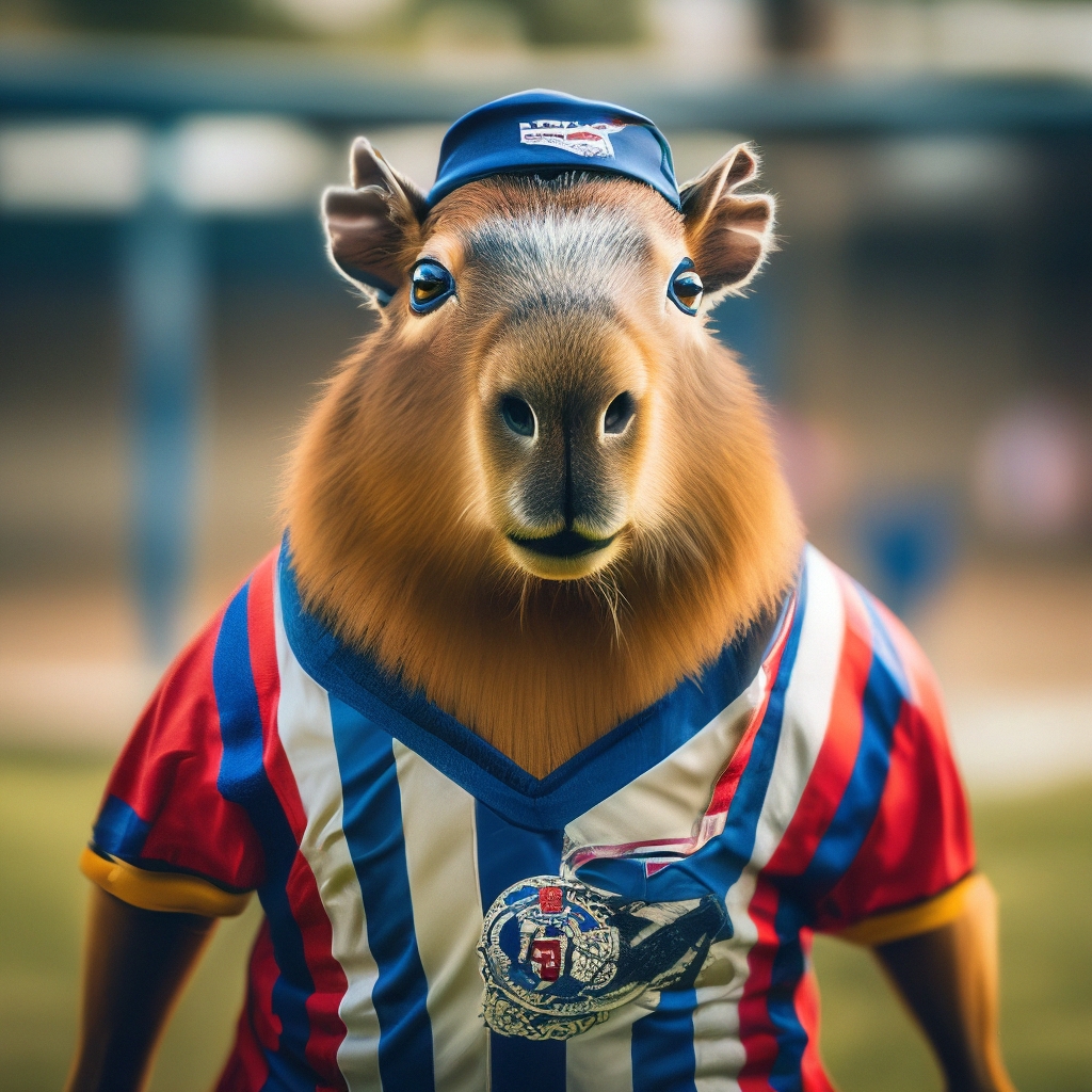 "Capybara football player" — image created in Shedevrum