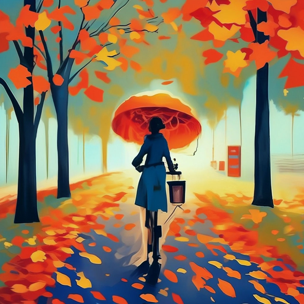 "The first day of autumn art cartoon" — image created in Shedevrum