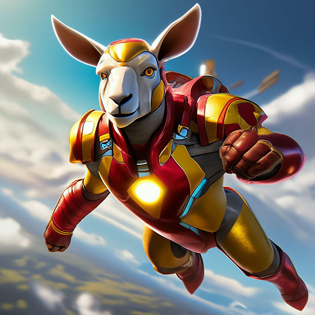 "Lama-Iron Man: A Lama in an Iron Man suit, with a small reactor, flies ...
