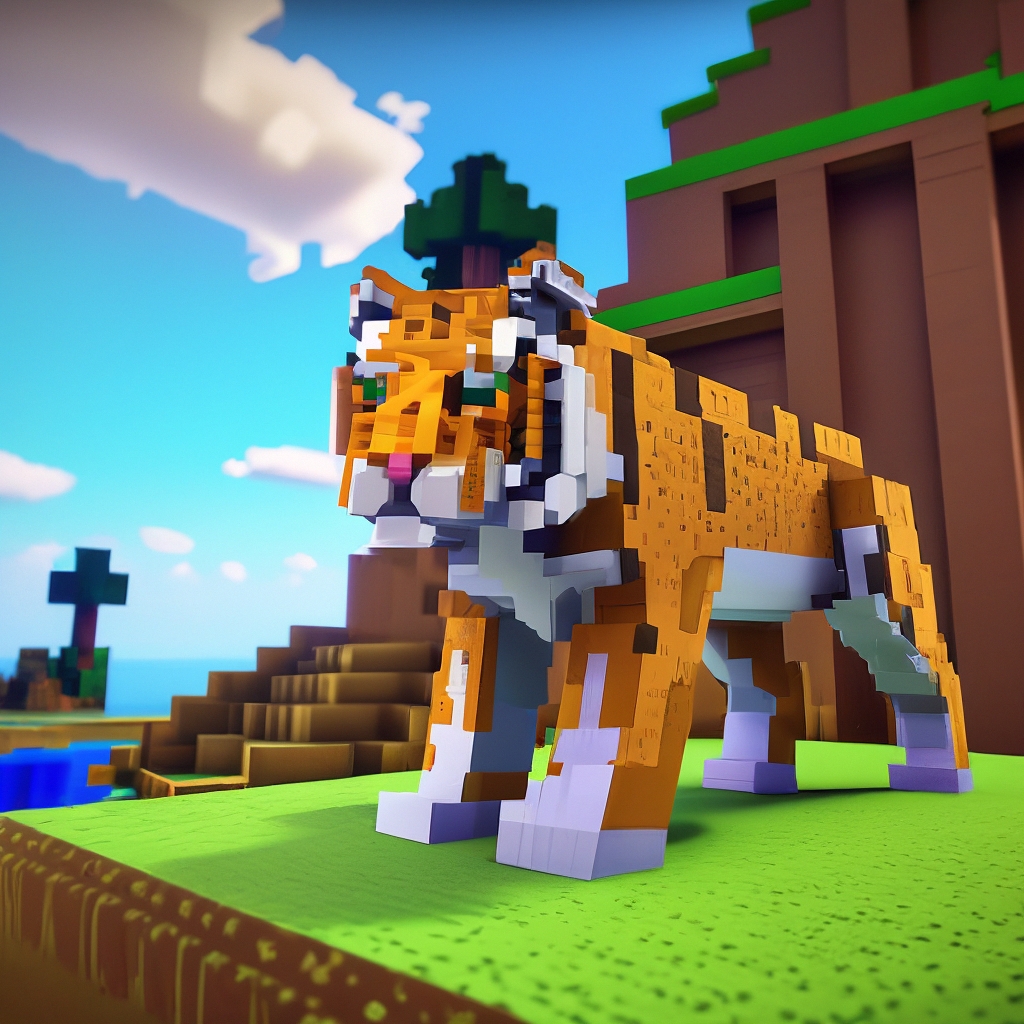 "Minecraft tiger" — image created in Shedevrum