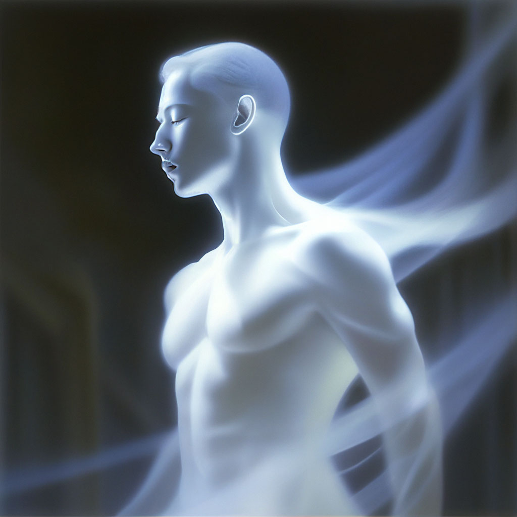 "Ephemeral, translucent man, spirit" — image created in Shedevrum