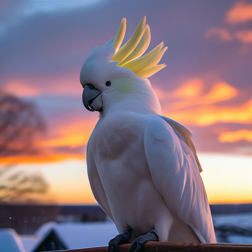 "Cockatoo in the sky Lago-Naki in winter, sunset dawn or dawn ...