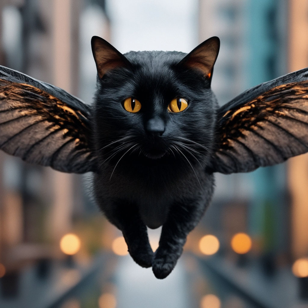 "Cat-fly black feeder" — image created in Shedevrum