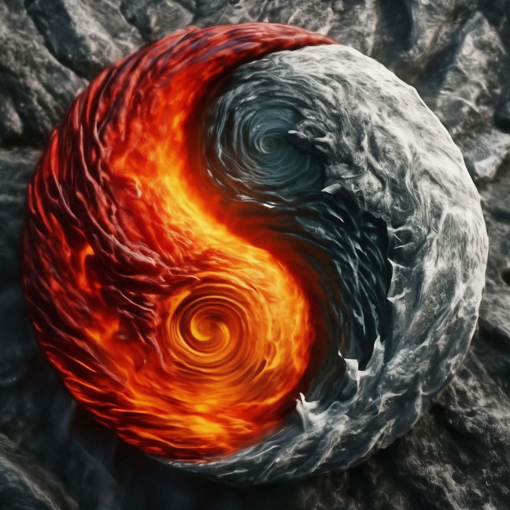 "🌞🌞🌞 Yin-yang, ice and magma" — image created in Shedevrum