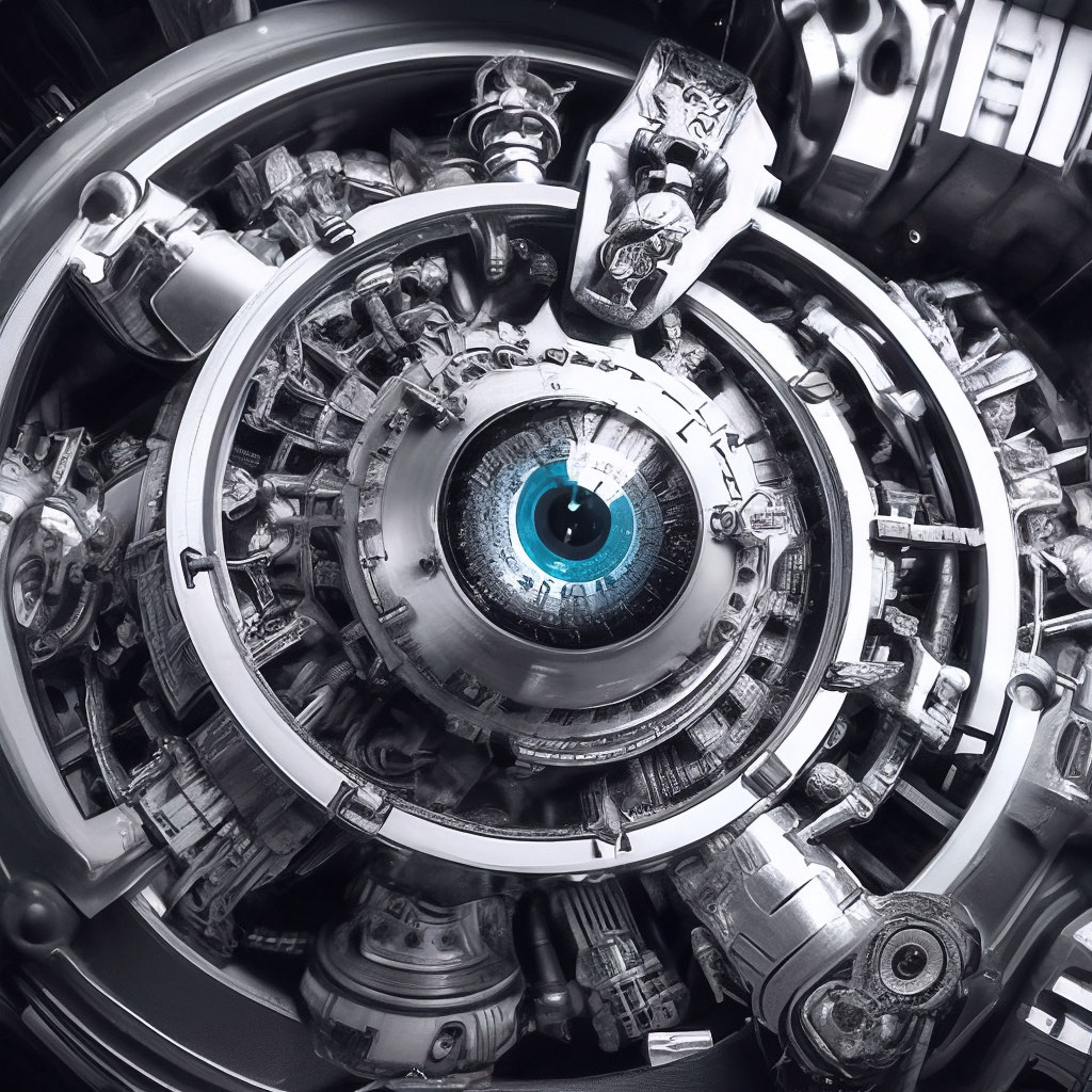 "Cyber eye, lots of details, side view, mechanical, lots of elaborate ...