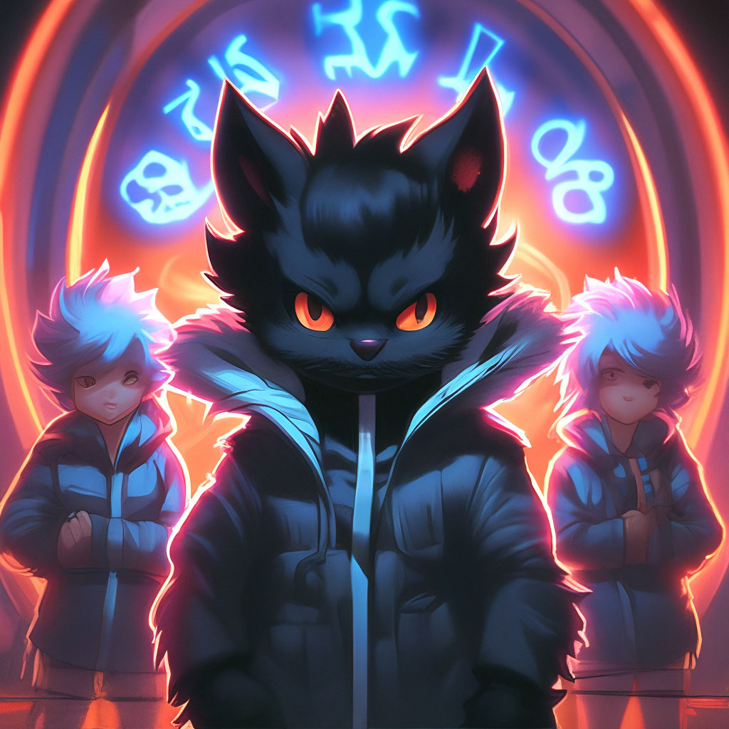 "Black little furry evil" — image created in Shedevrum