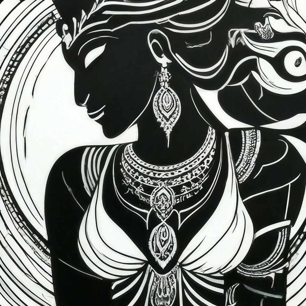 "Shakti meditates, outline, grace, aesthetics, beauty, graceful ...