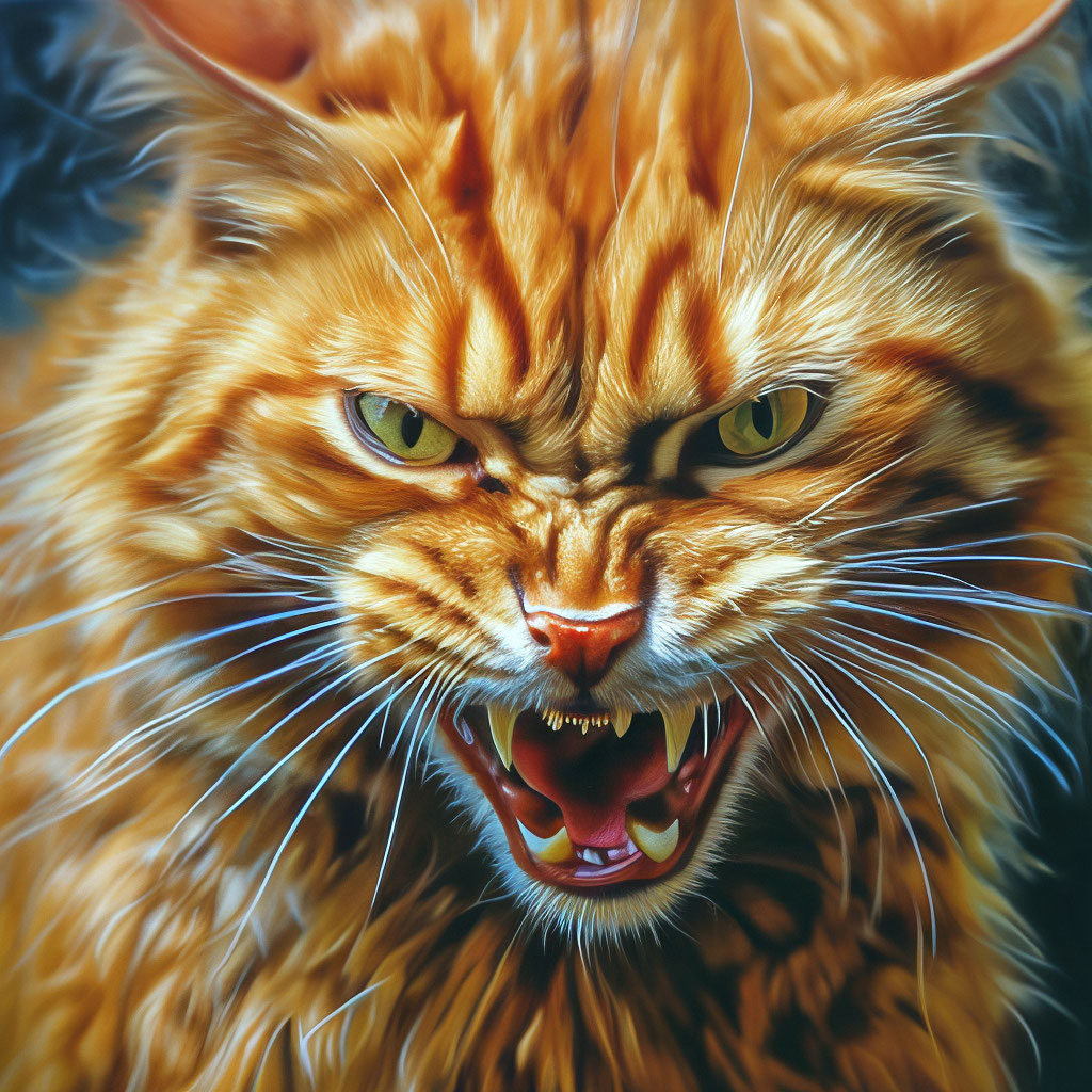 "Angry ginger cat, portrait, high detail, artistic execution ...