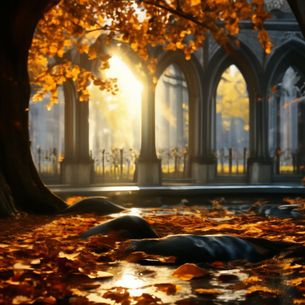 "Sunny morning of late autumn, surrealism, fantasy, 32k, aesthetically ...