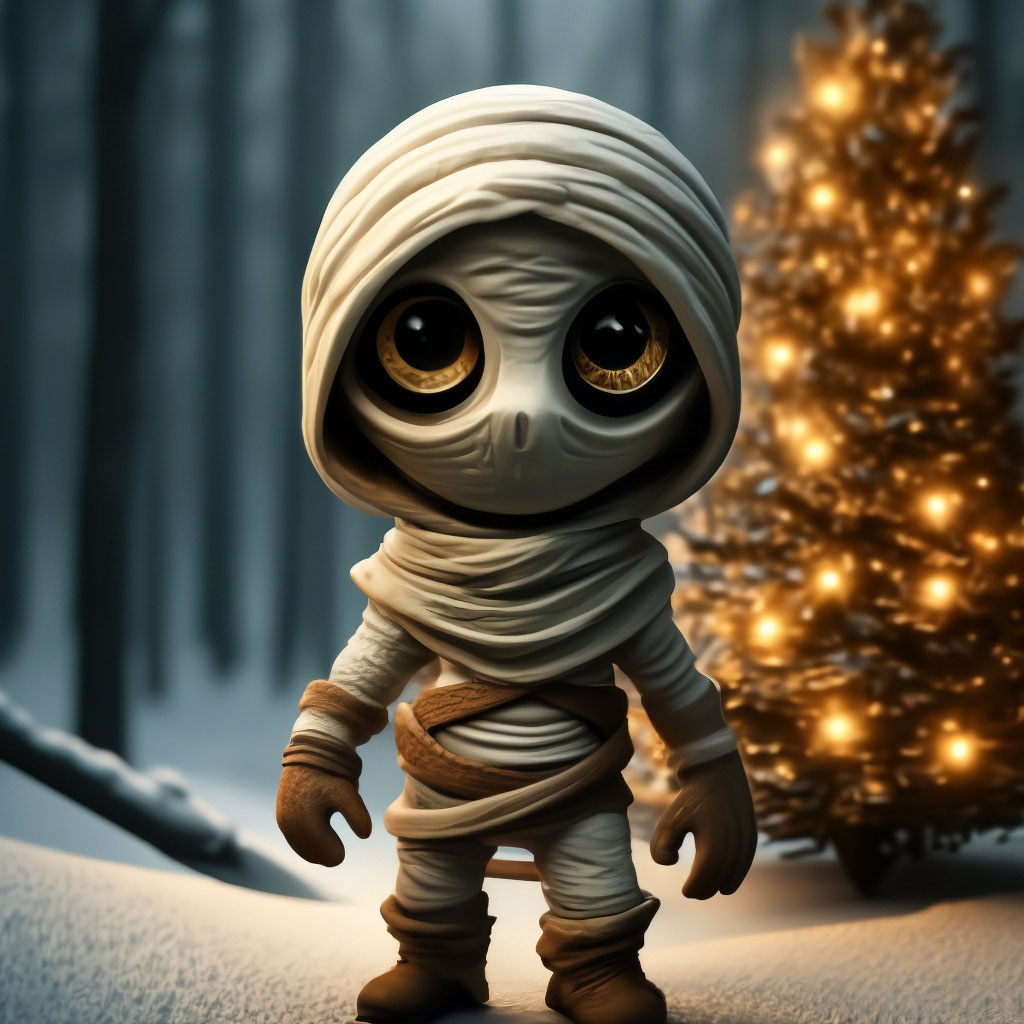 "🎄 creep mummy cute funny little creep mummy in the woods next to the ...