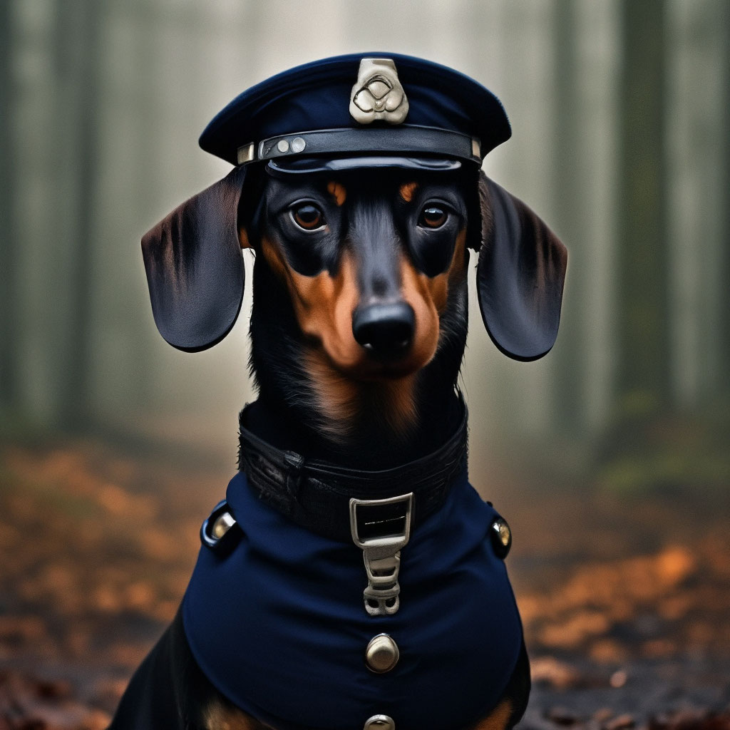 "A police dachshund" — image created in Shedevrum