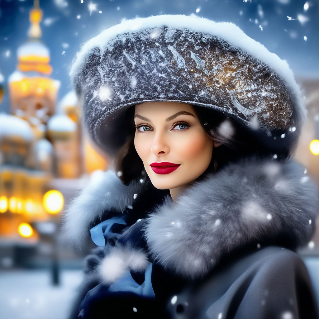 "Madam,headdress- mink, fur,luxury,jewelry hat, Watercolor, photo ...